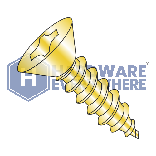 #10 x 1 1/4 SHEET METAL SCREWS / Phillips / Flat Head / Steel / Yellow ...
